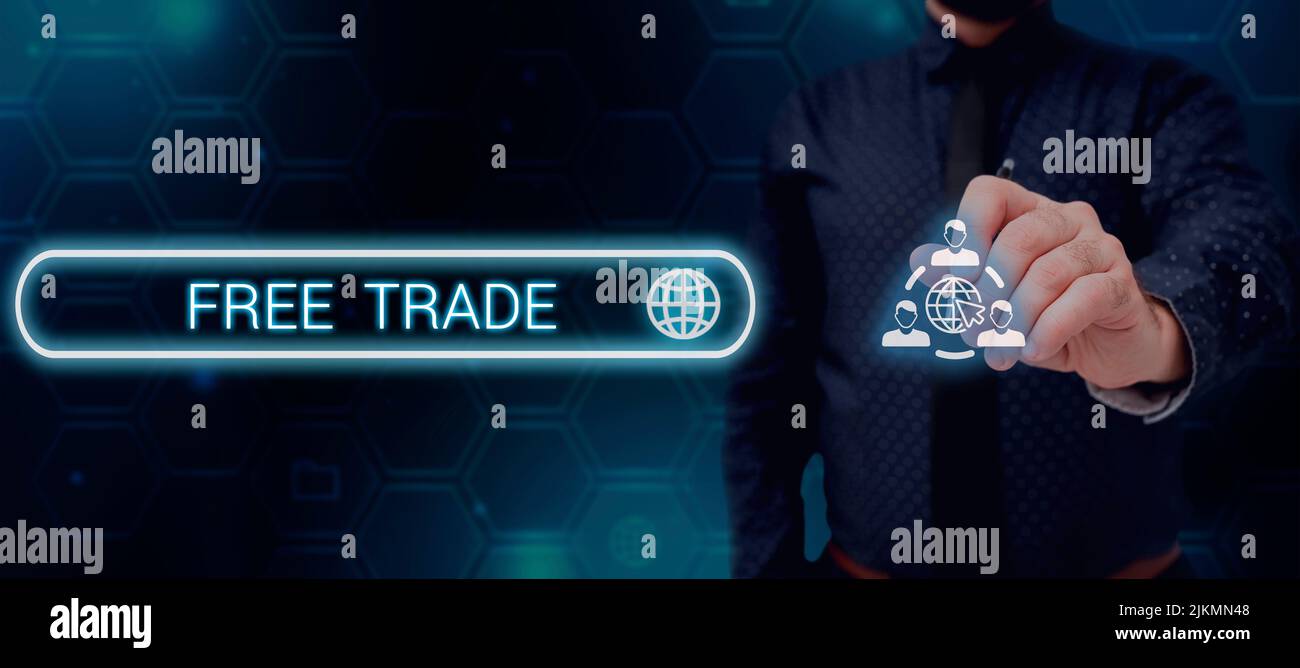 Sign displaying Free Trade. Concept meaning The ability to buy and sell ...