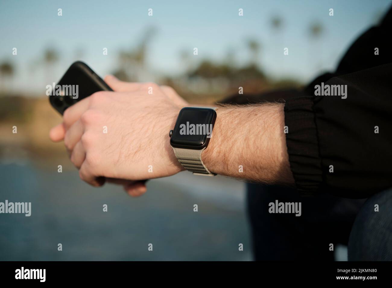 Wearing a smartwatch hi-res stock photography and images - Alamy