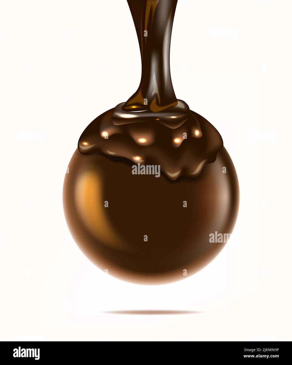 Delicious chocolate flowing down, topping sauce for dessert isolated on ...