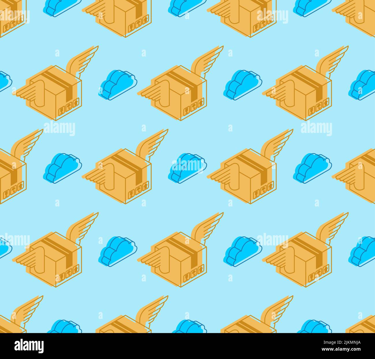 Winged box pattern seamless. Parcel with wings delivery background ...