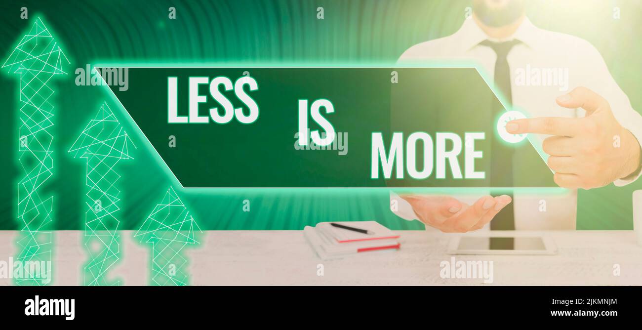 Writing displaying text Less Is More. Business overview Minimalist ...