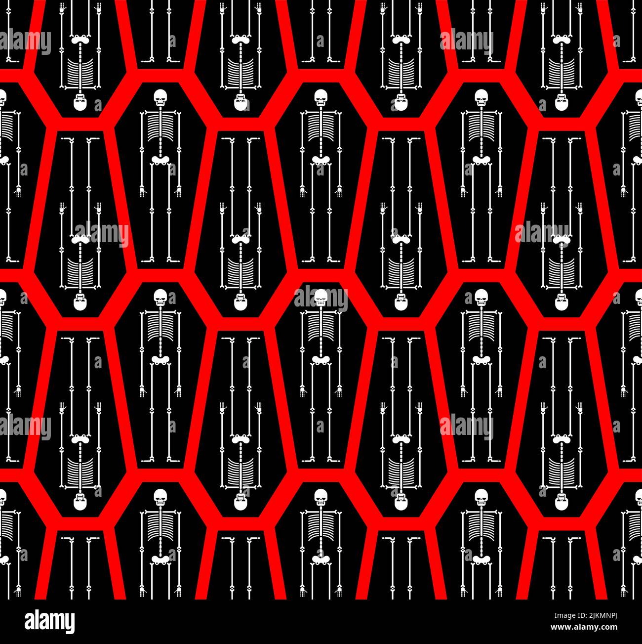 Skeleton and coffin pattern seamless. Dead Man in a tomb background ...
