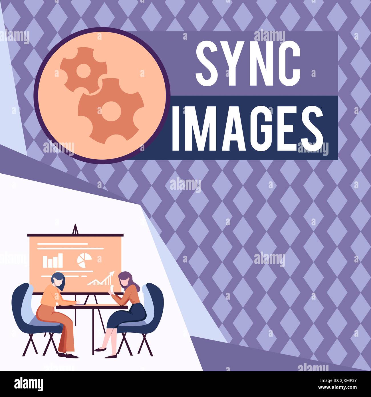 Conceptual caption Sync Images. Business overview Making photos ...
