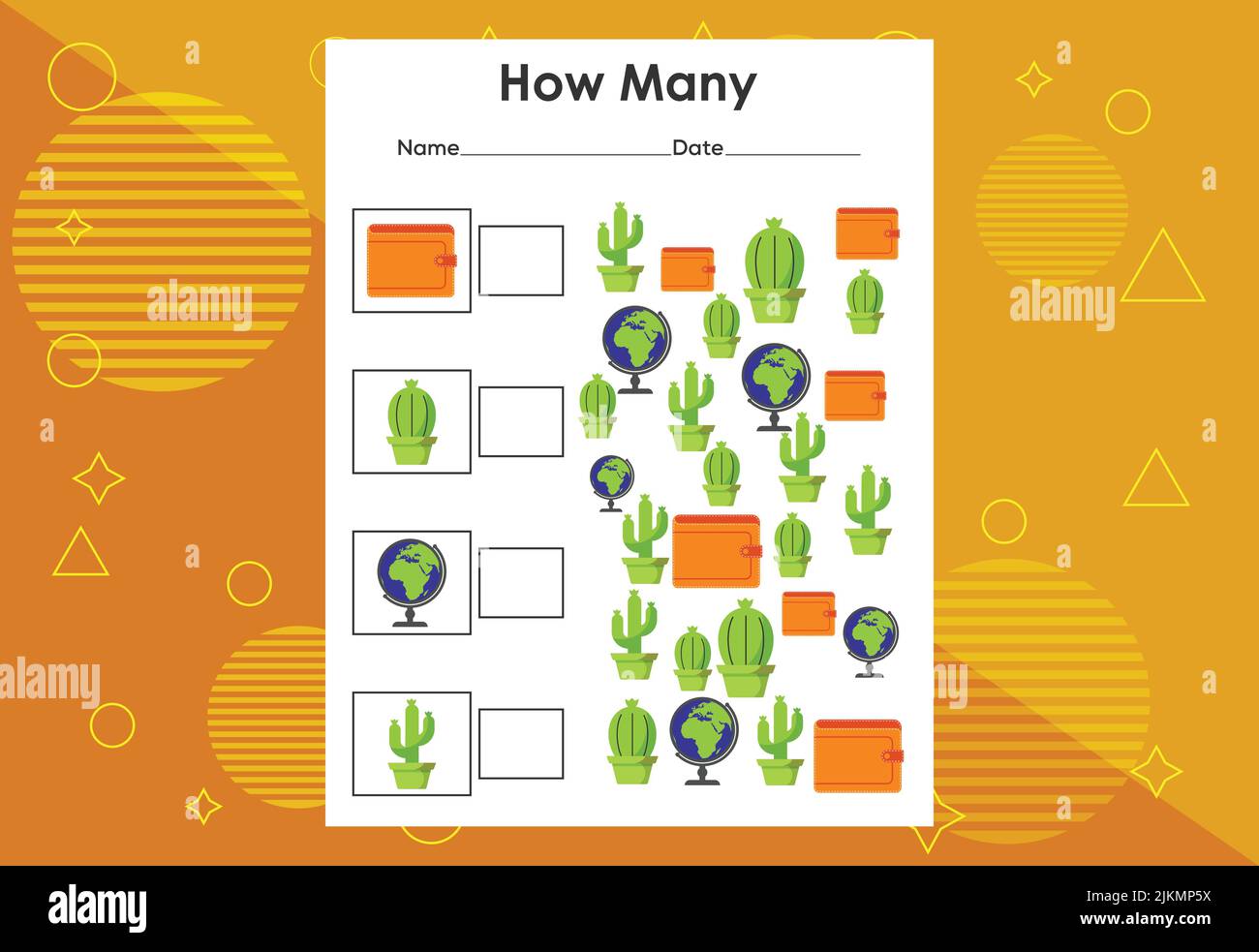 How many objects task. Educational children's game worksheet Stock ...