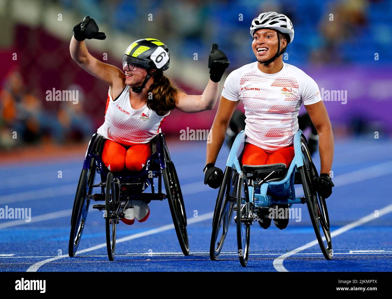 England's Kare Adenegan (right) and England's Fabienne Andre after ...