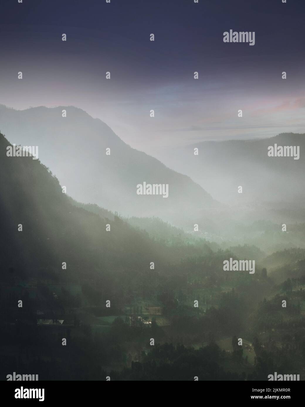 A beautiful landscape view of the sunrise over Mount Bromo, Tengger ...