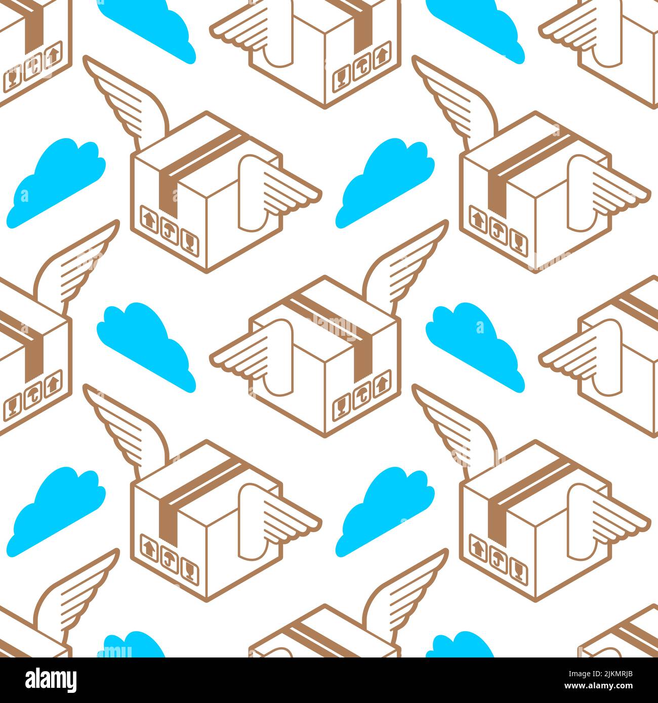 Winged box pattern seamless. Parcel with wings delivery background ...