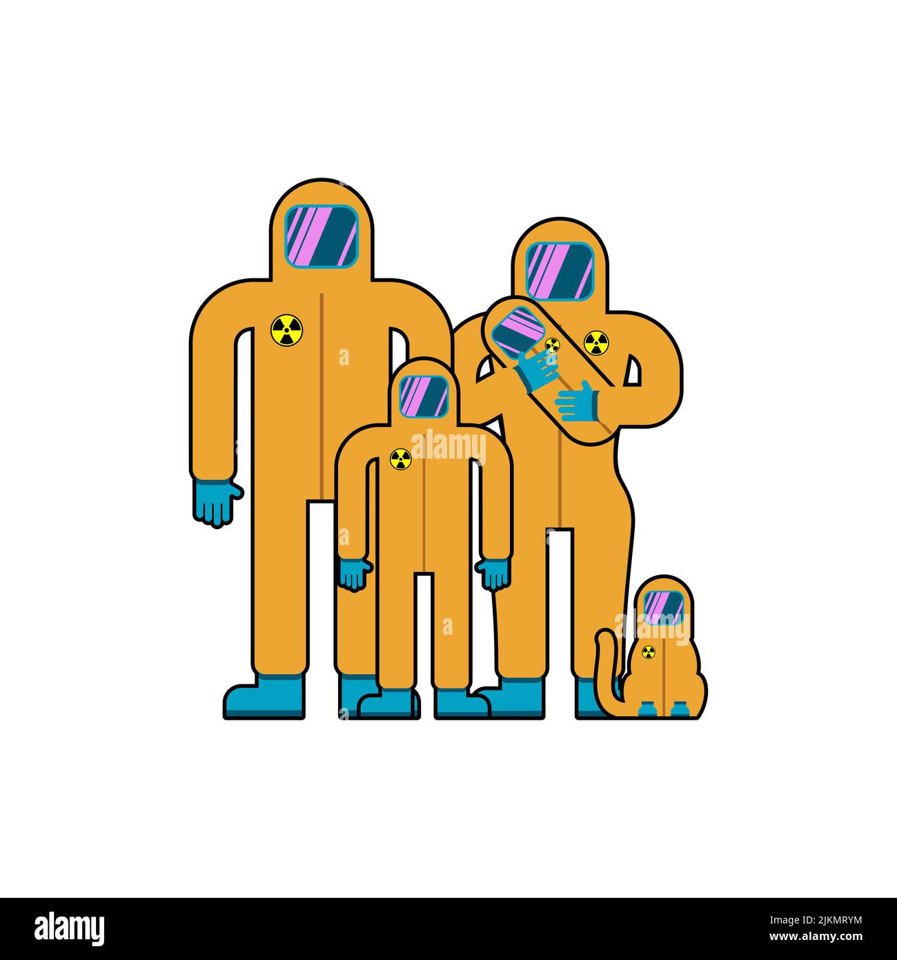 Family nuclear protection suits. Concept of nuclear war and ecological ...