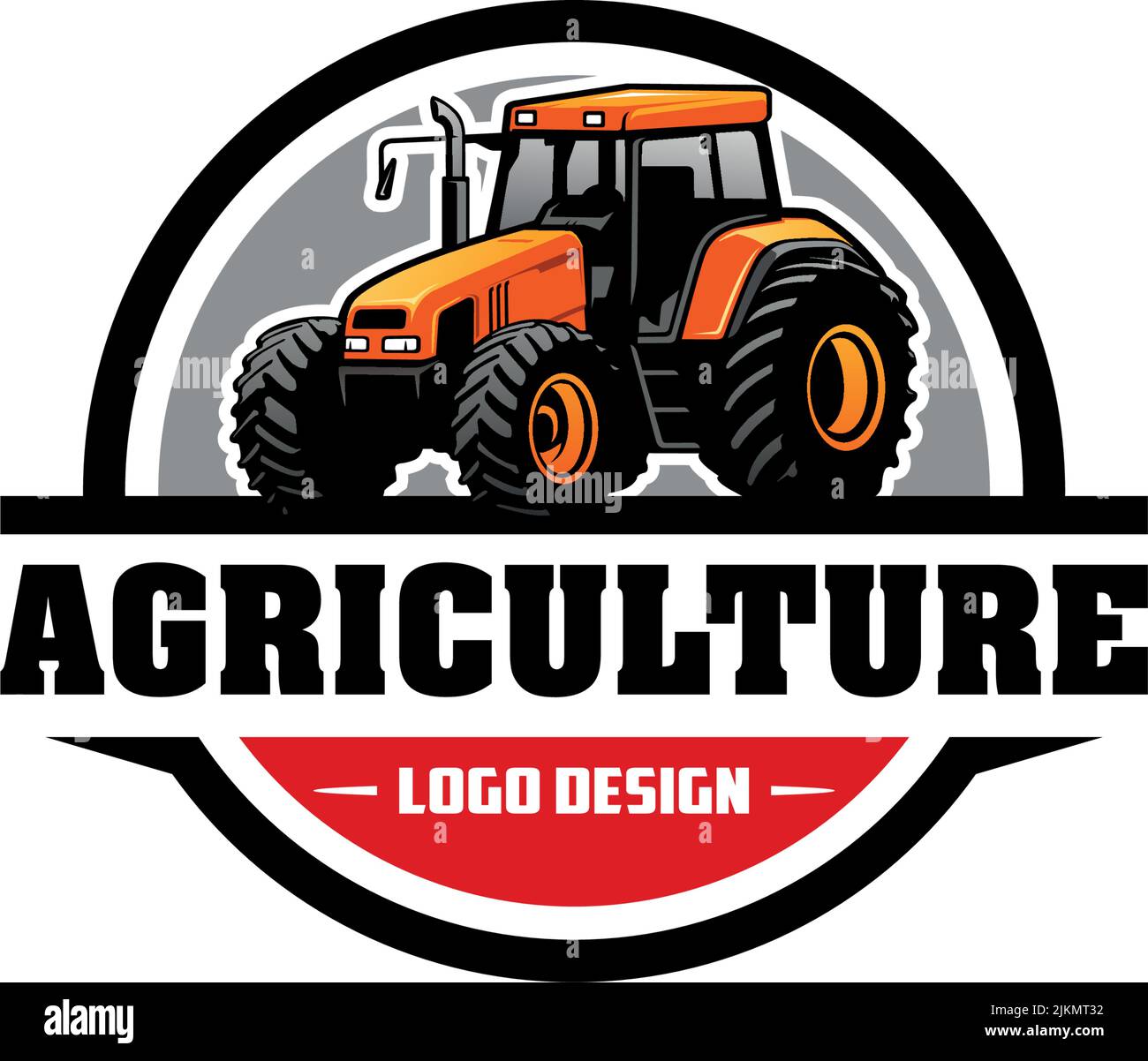An agricultural logo design with a picture of a tractor on a white ...