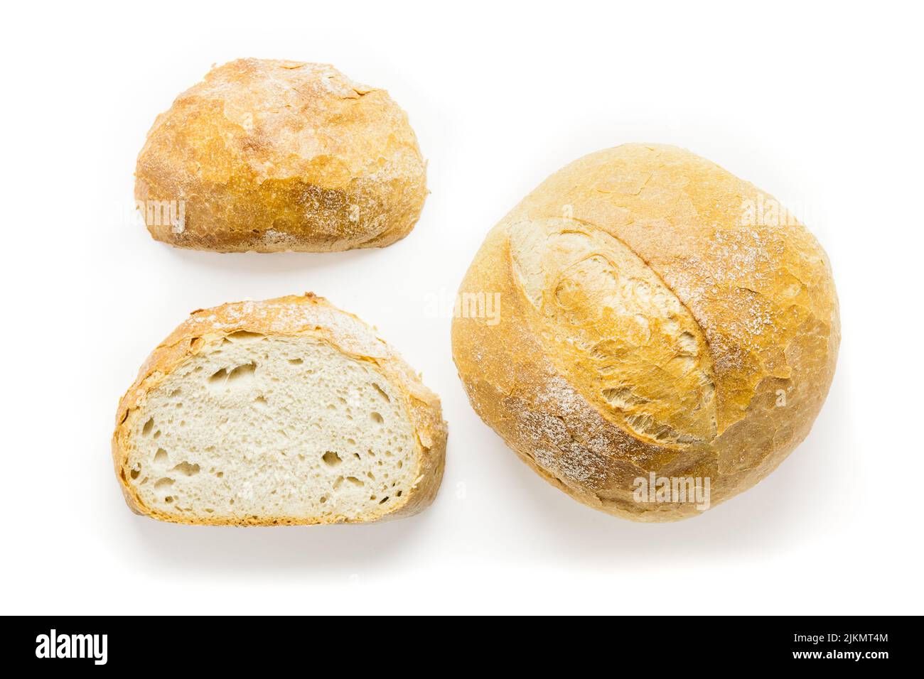 A three sided view of a white bun isolated on a white background Stock ...