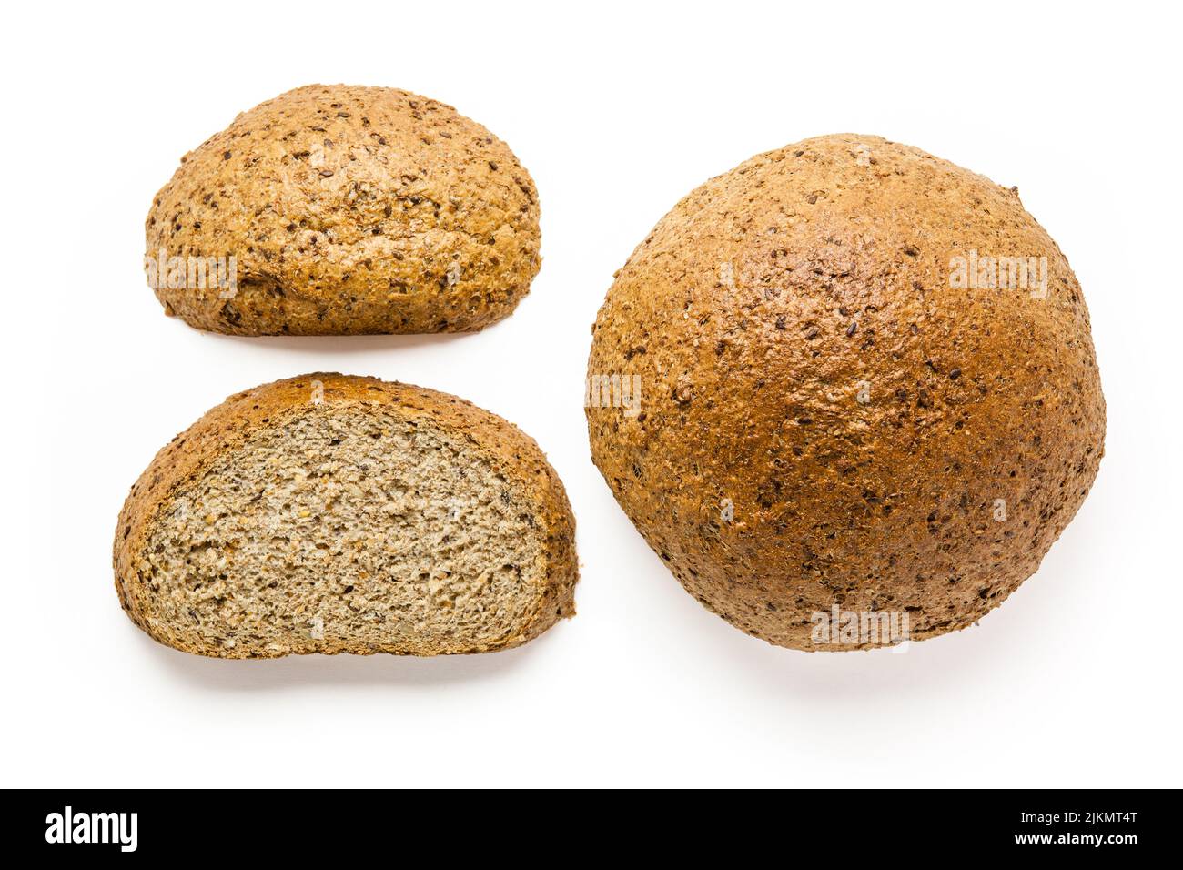 A three sided view of a brown bun isolated on a white background Stock ...