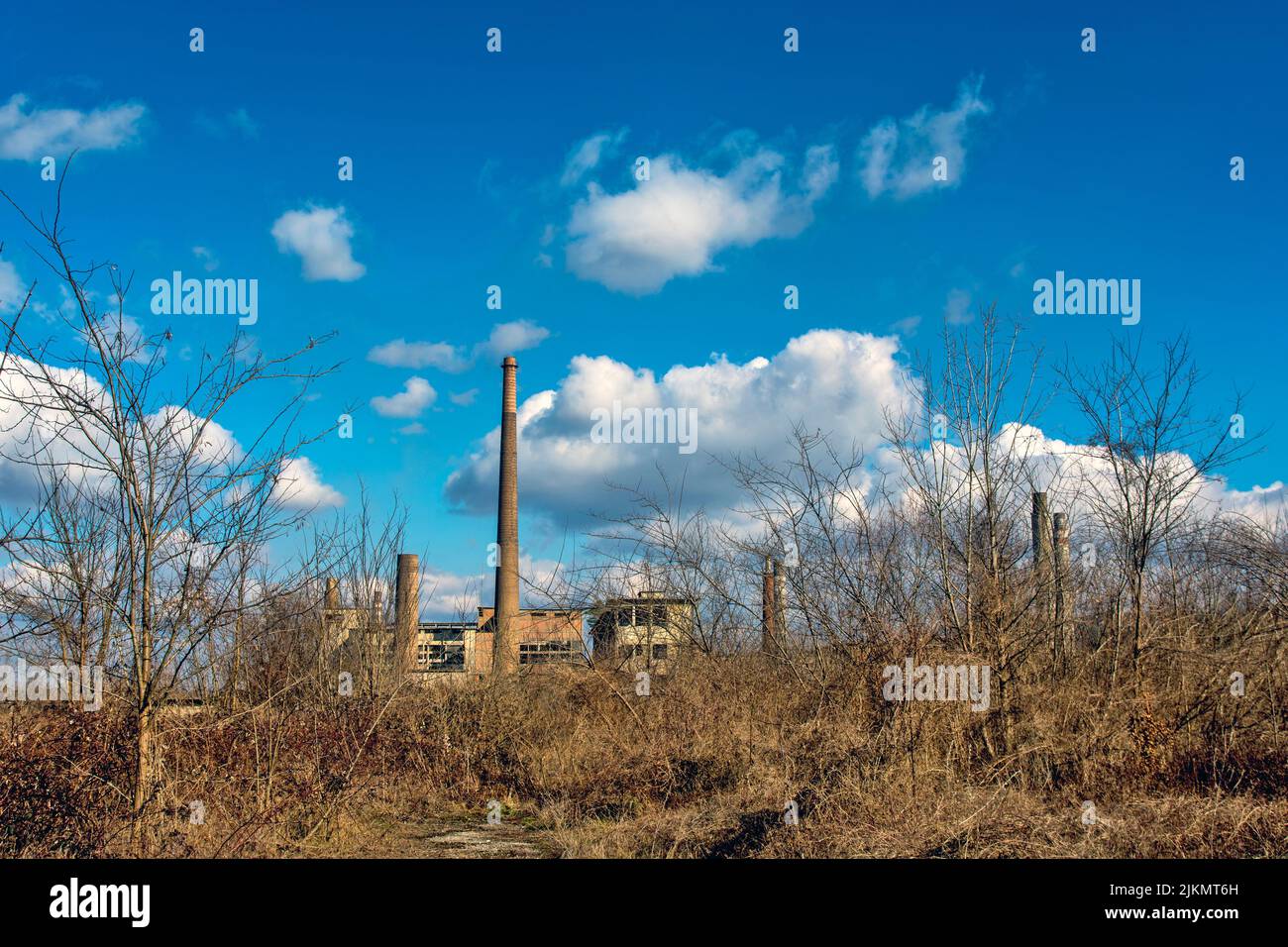 Devastated viscose factory in Serbia in the town of Loznica. Once a ...