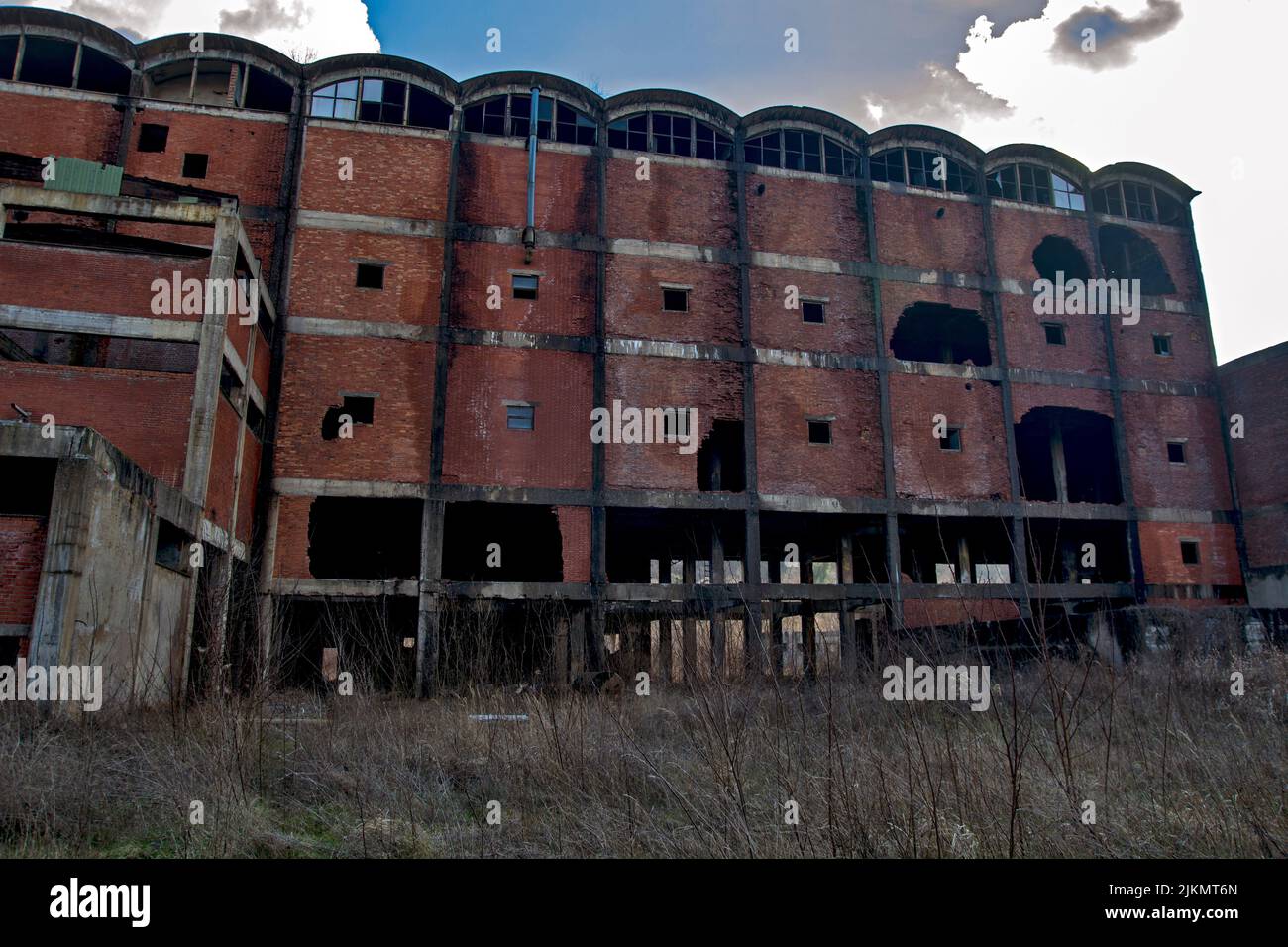 Devastated viscose factory in Serbia in the town of Loznica. Once a ...