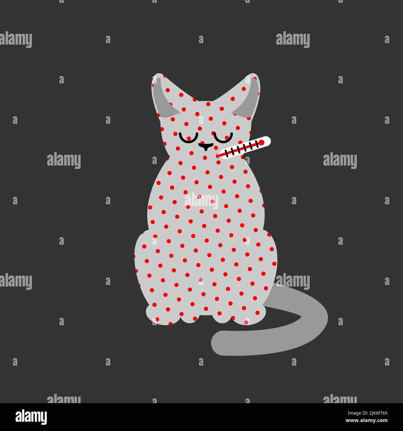 Sick cat and thermometer. Measuring temperature in a pet Stock Vector ...