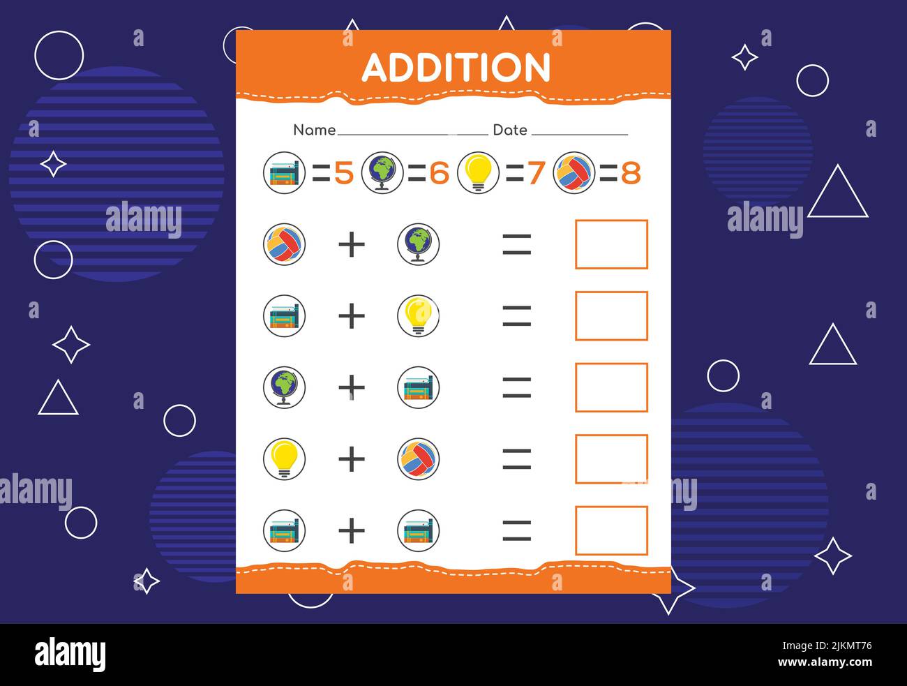 Addition with different elements for kids. An educational page for kids ...