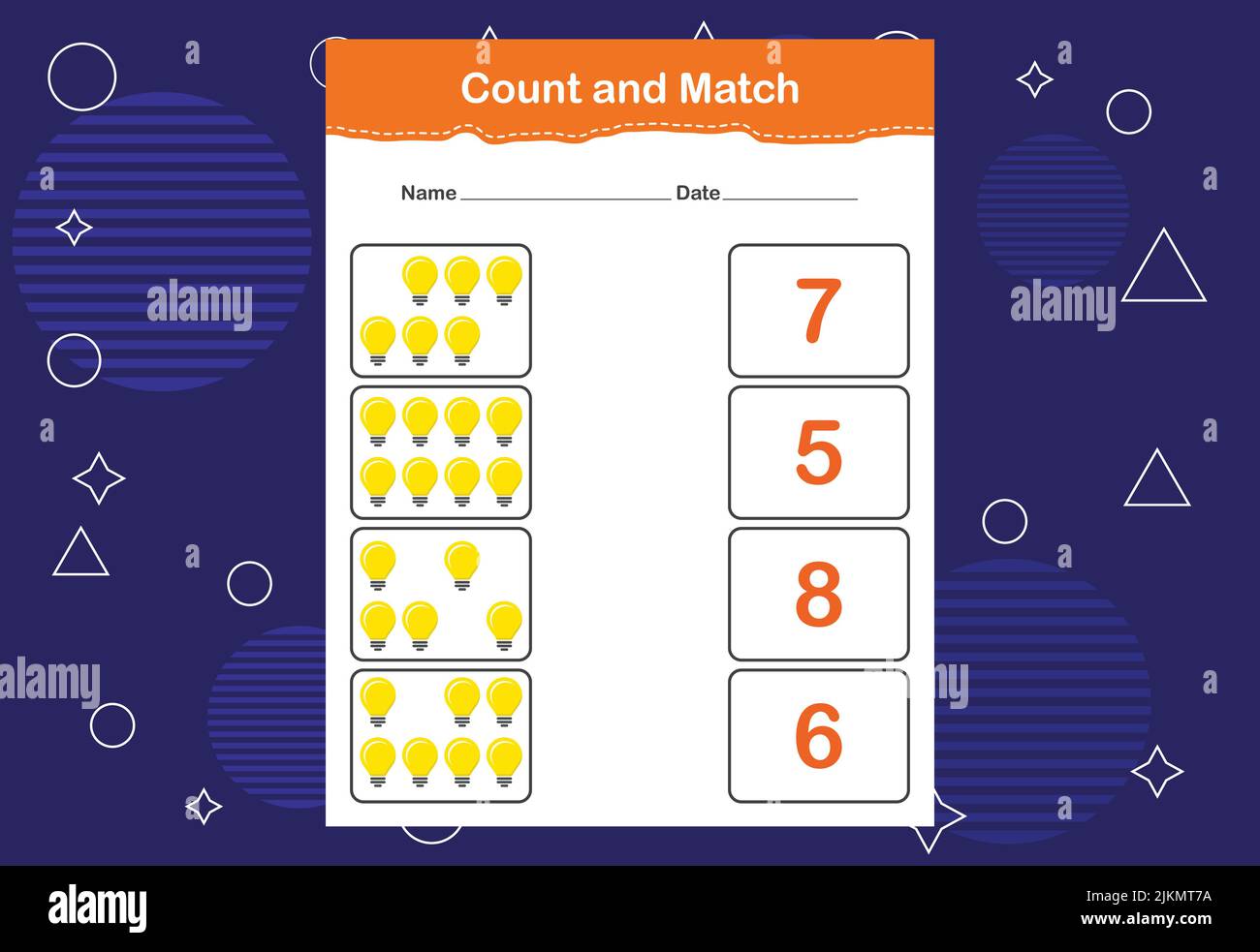 Count and Match worksheet for kids. Count and match with the correct ...