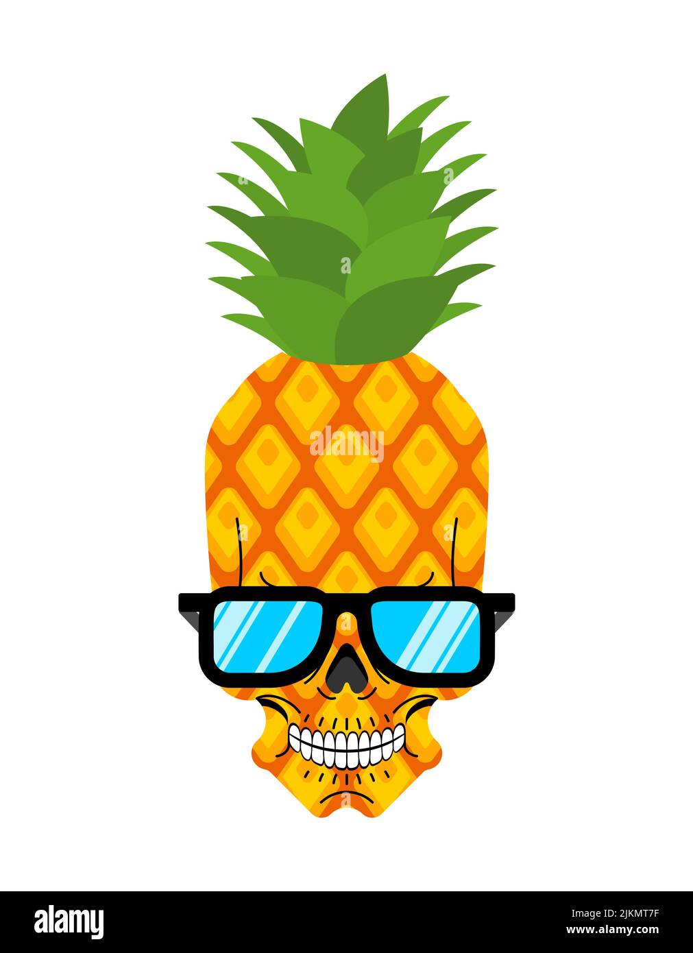 Pineapple skull with glasses. Skeleton head and tropical fruit Stock ...