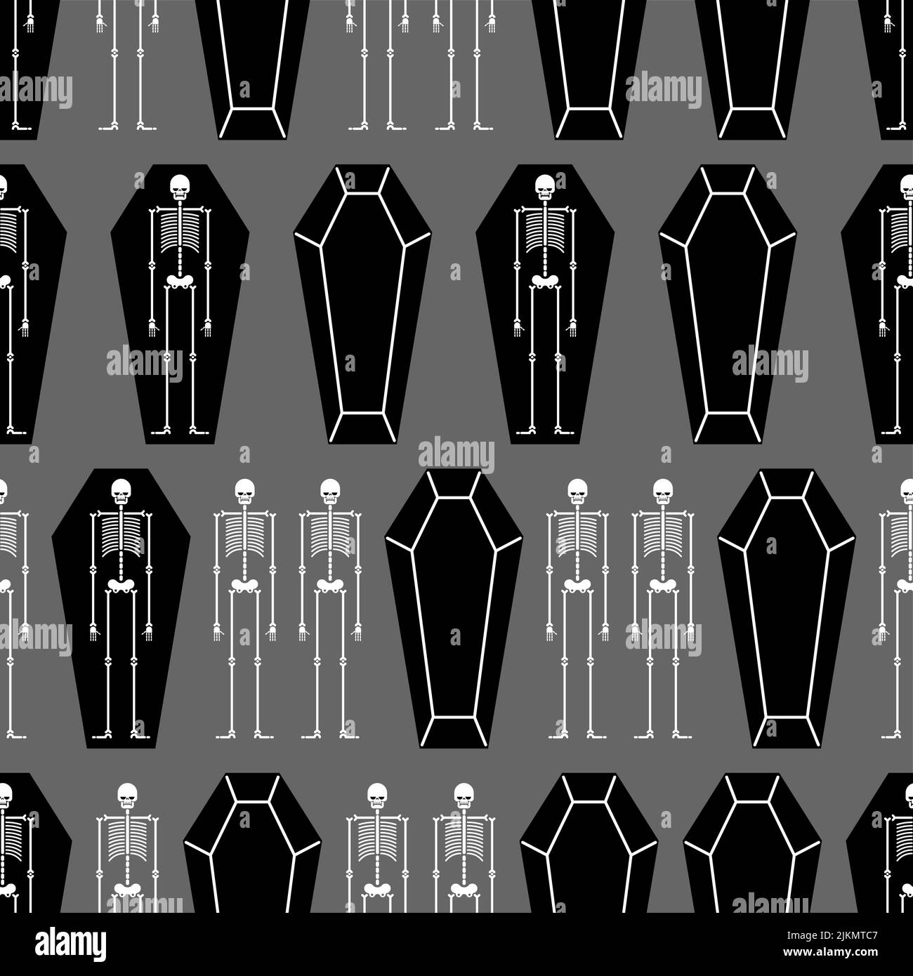 Skeleton and coffin pattern seamless. Dead Man in a tomb background ...