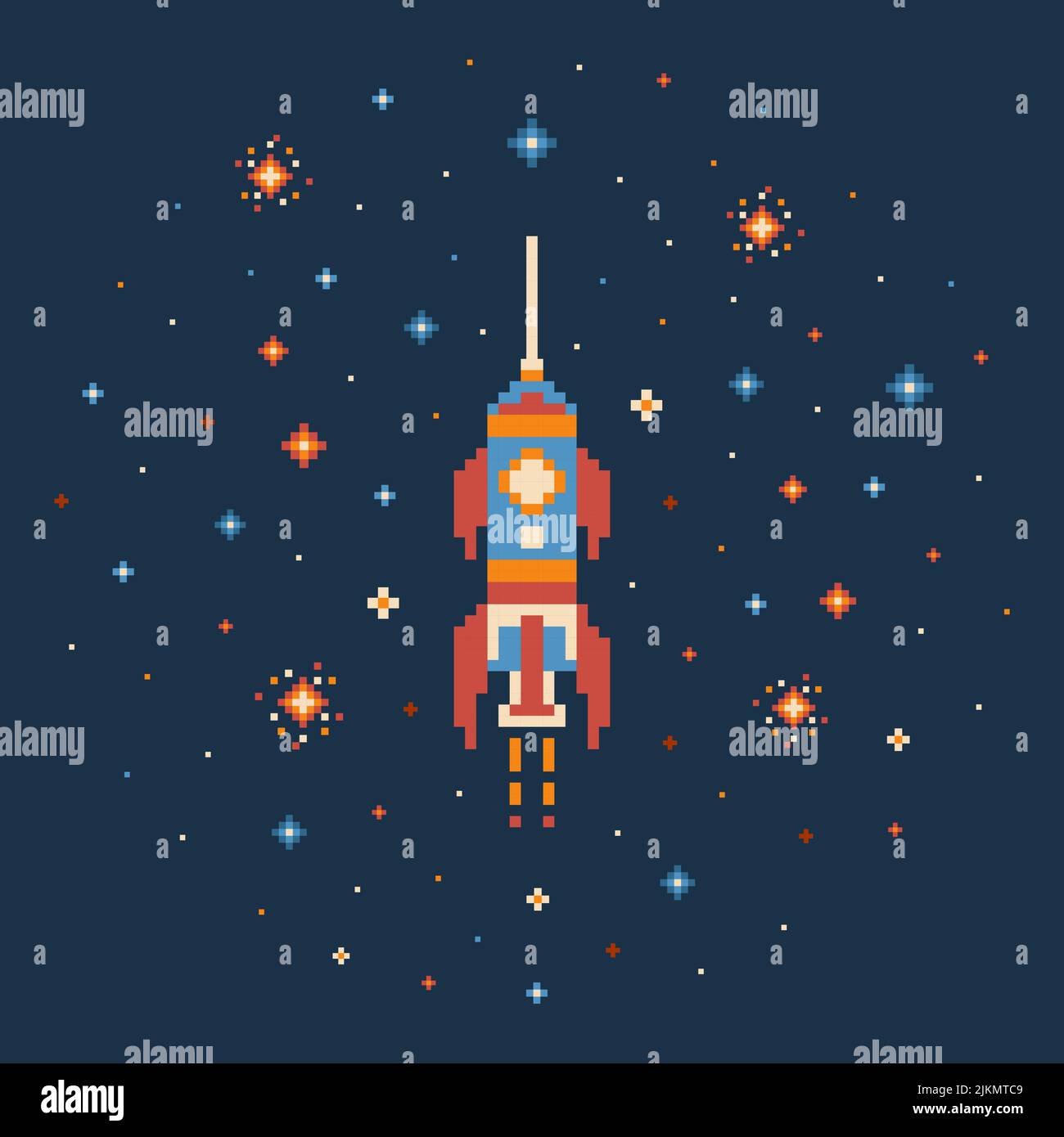 8 bit Pixel Art Rocket in Outer Space Stock Vector Image & Art - Alamy