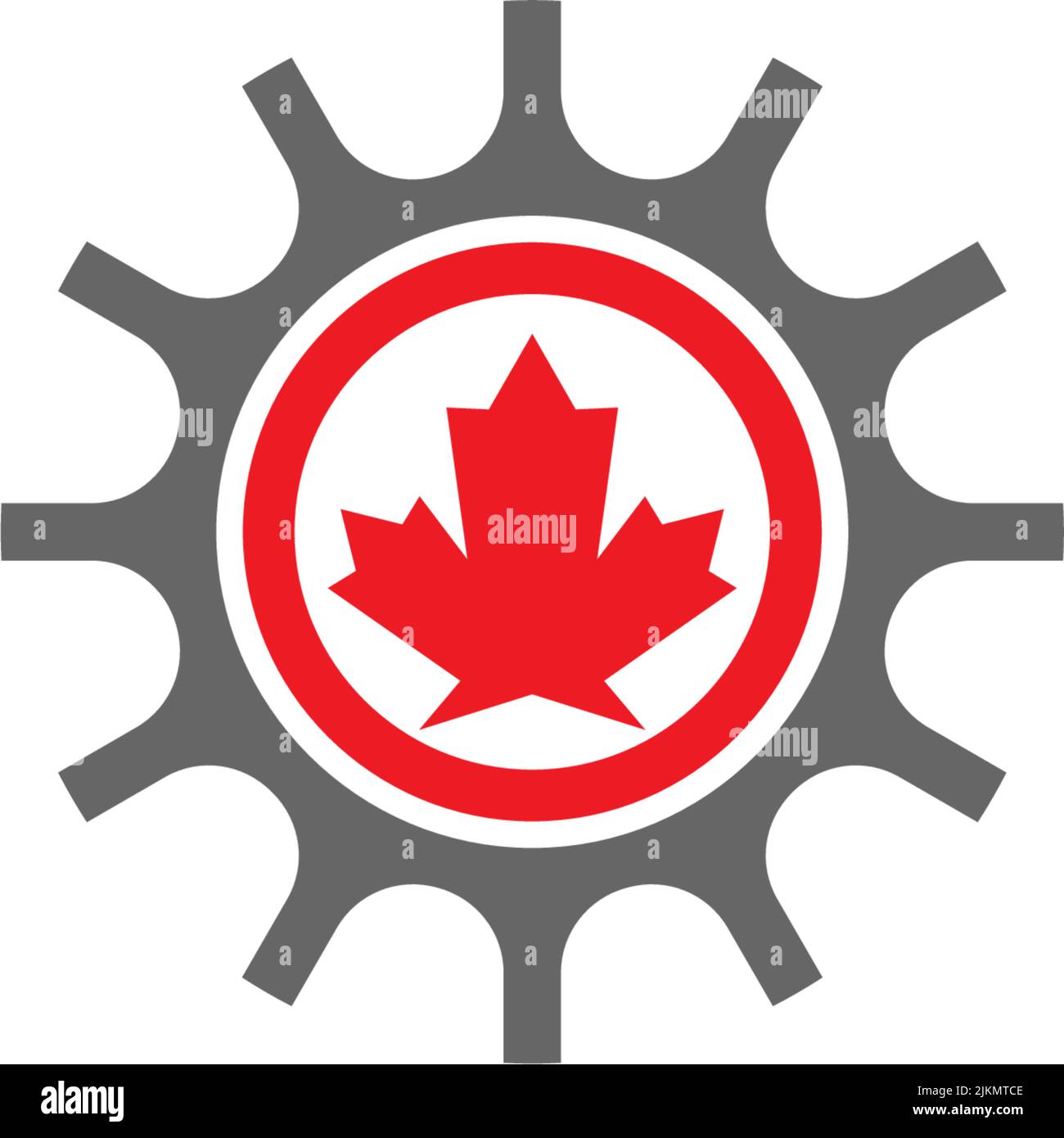 A company or brand logo of a maple leaf and a hex nut on a white ...