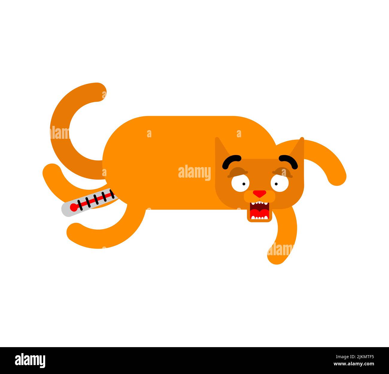 Sick cat and thermometer. Measuring temperature rectally in a pet Stock ...