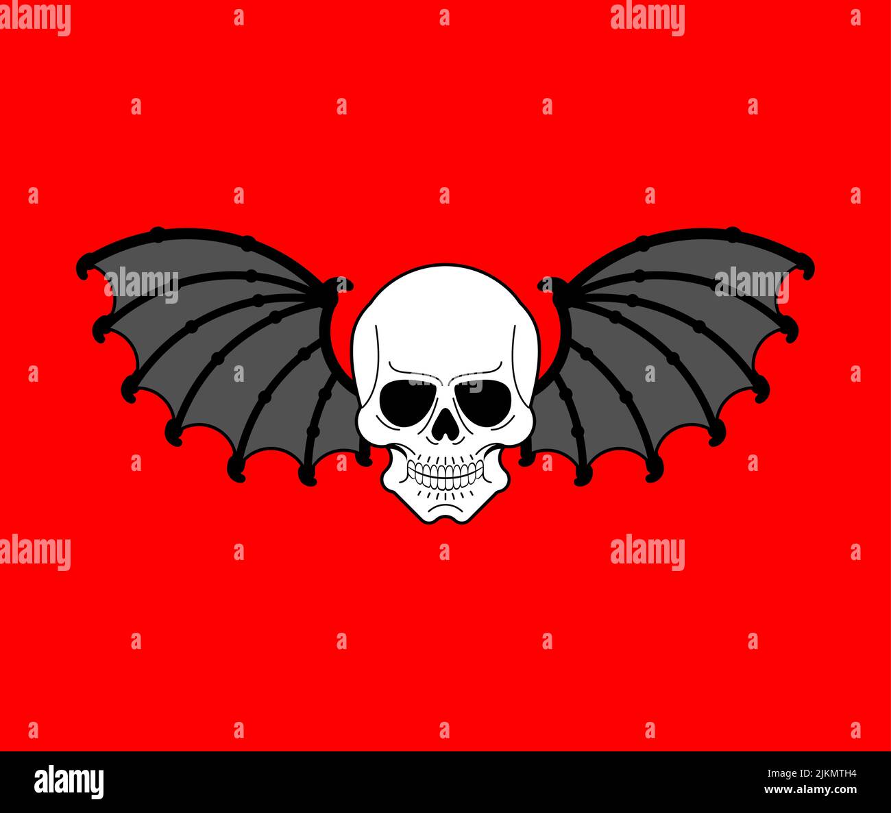 Skull with bat wings sign of Satan. Skeleton head of devil Stock Vector ...