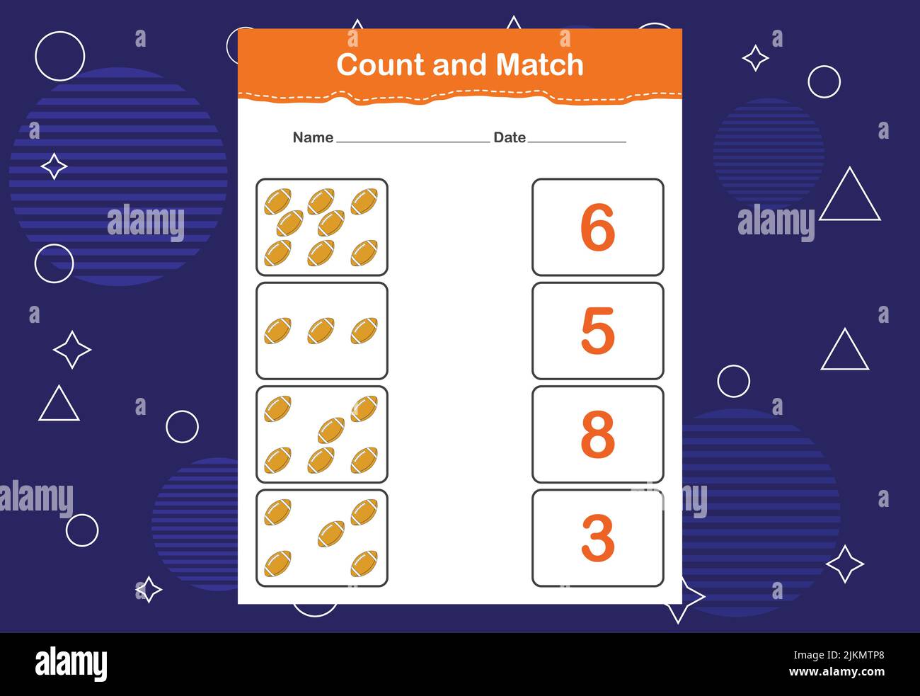 Count and Match worksheet for kids. Count and match with the correct ...