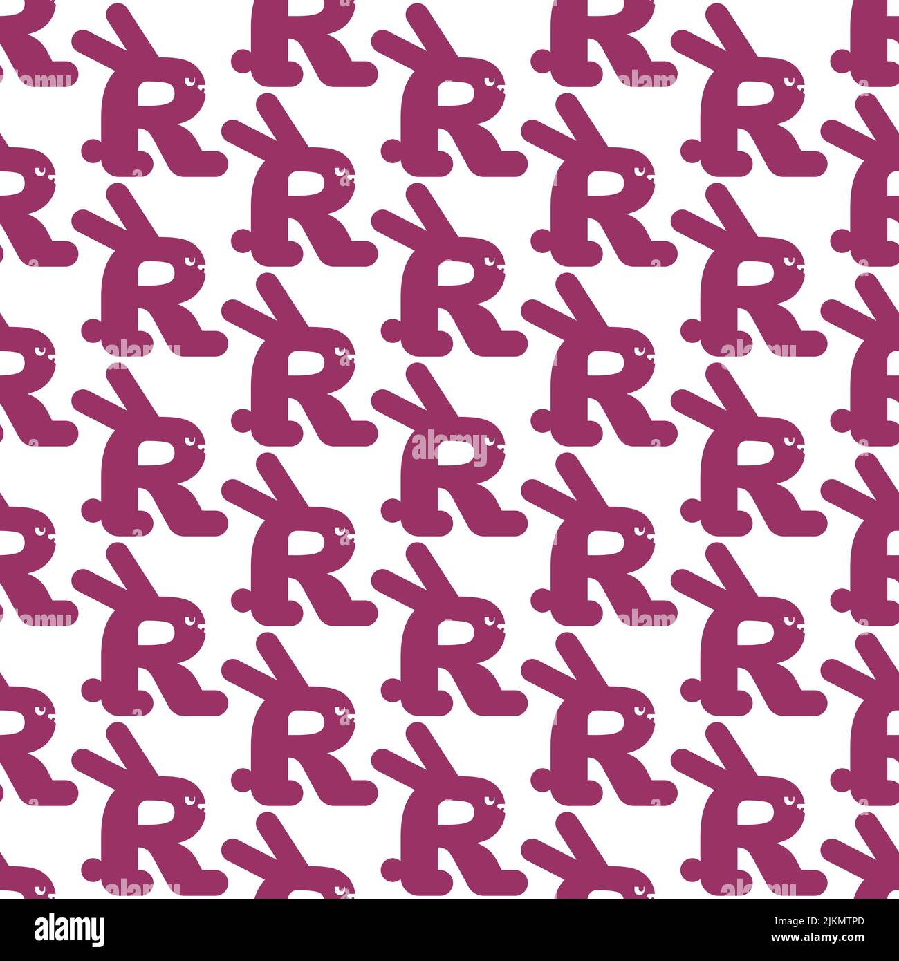 Rabbit sign lettering letter R pattern seamless. Vector background ...
