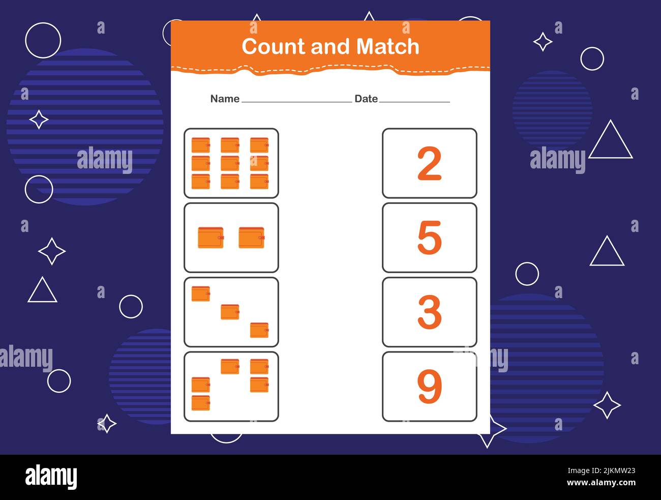 Count and Match worksheet for kids. Count and match with the correct ...
