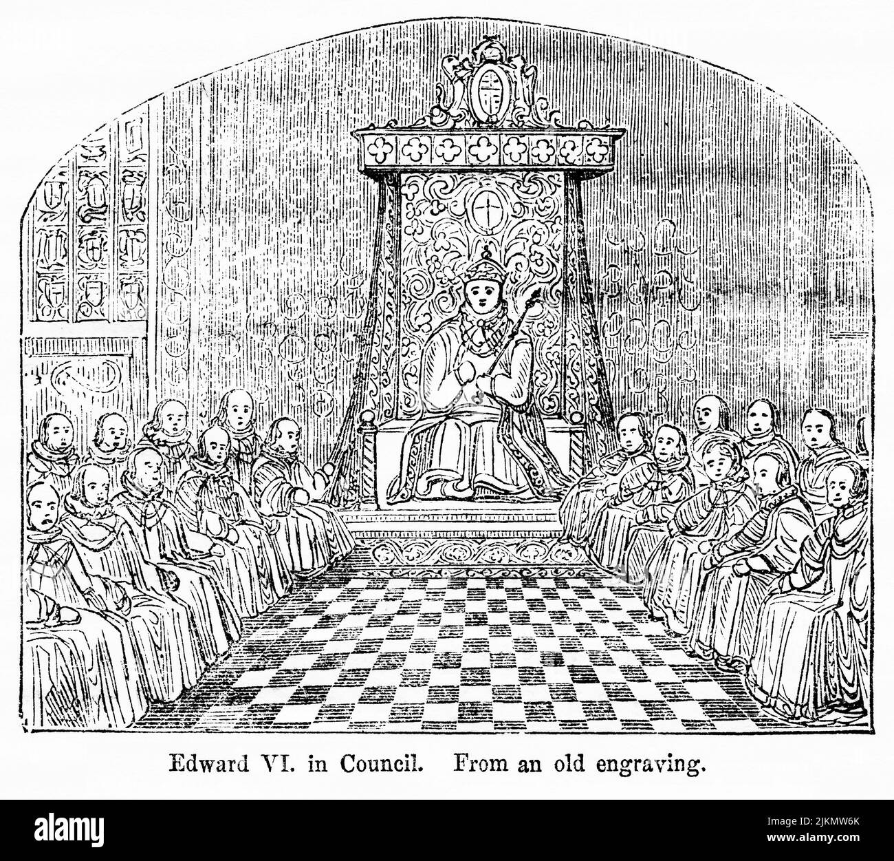 Edward VI in Council, Illustration from the Book, "John Cassel’s ...