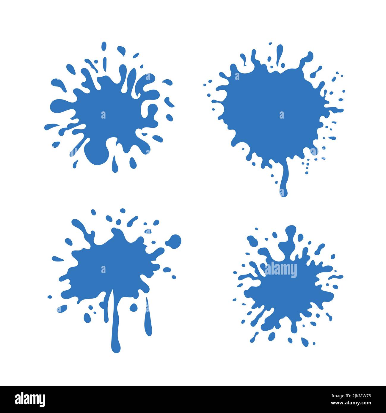 A vector illustration of a set of blue water splashes on a white ...