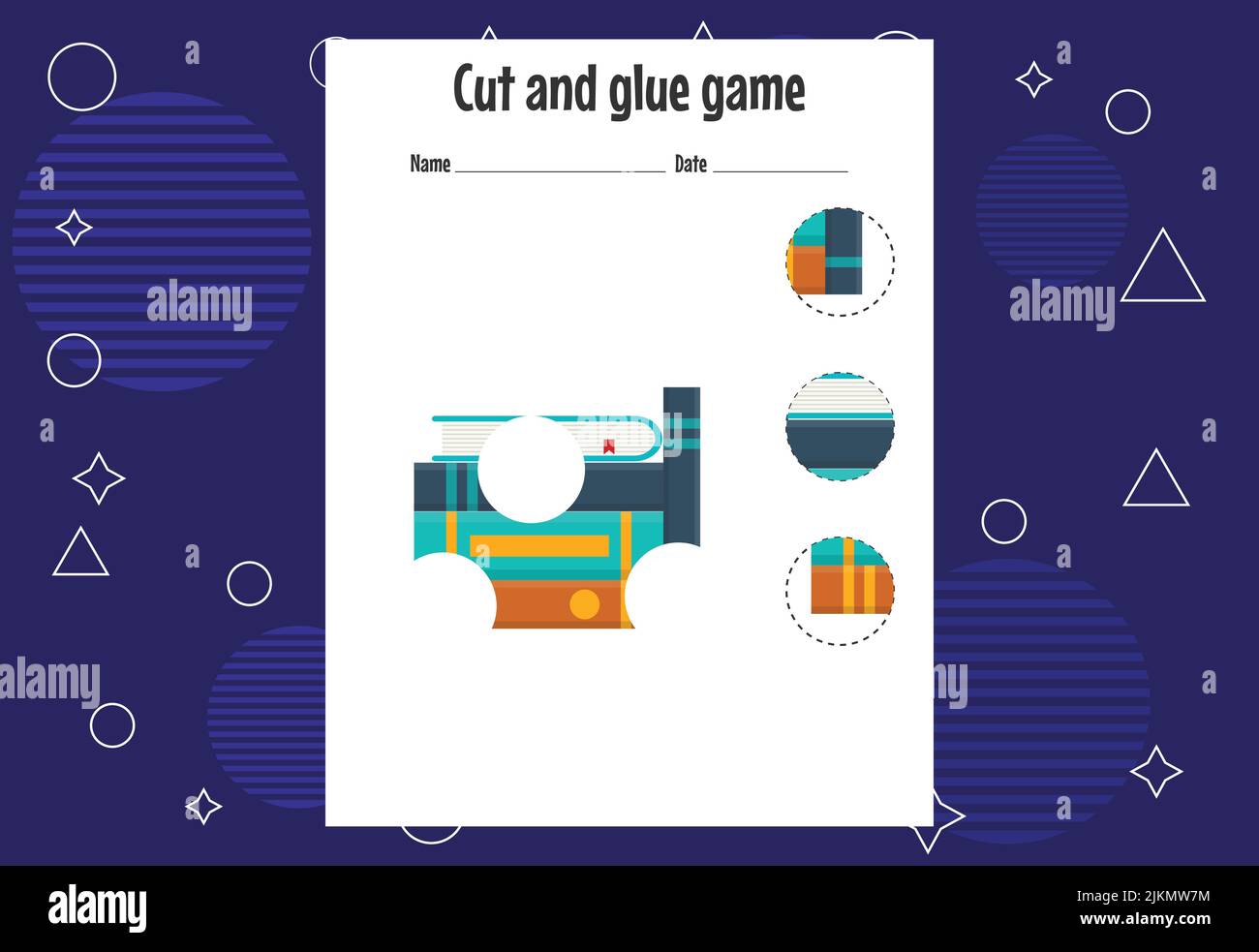 Cut and glue game for kids. Cutting practice for preschoolers ...