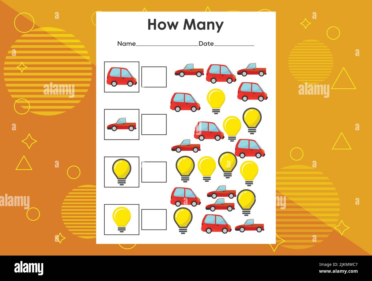 How many objects task. Educational children's game worksheet Stock ...
