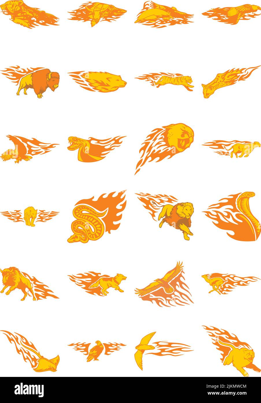 A vertical vector illustration of a set of golden animal symbols Stock ...