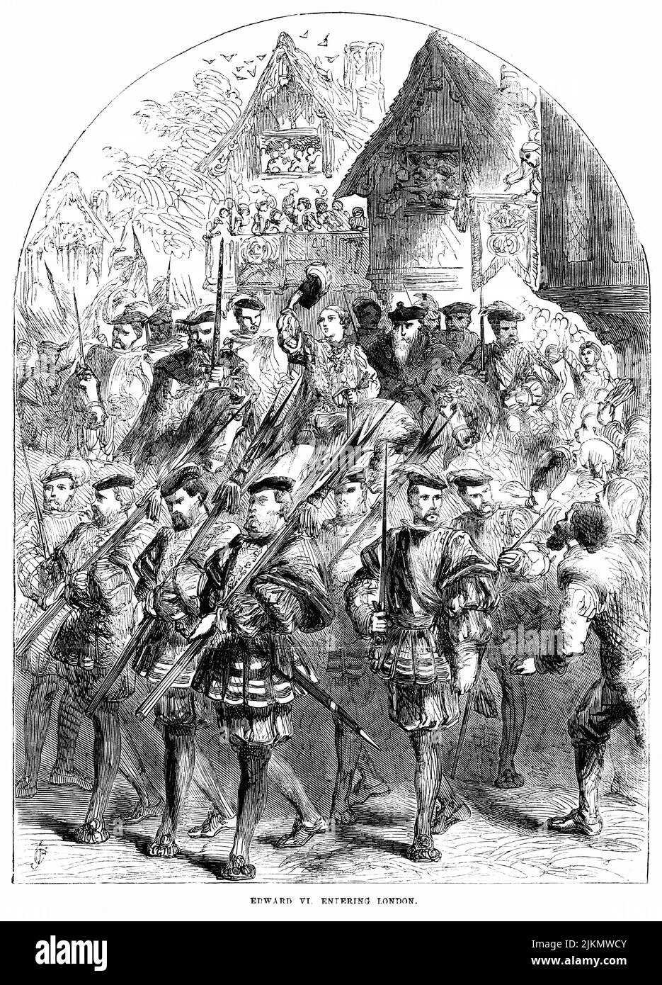 Edward VI entering London, Illustration from the Book, "John Cassel’s ...