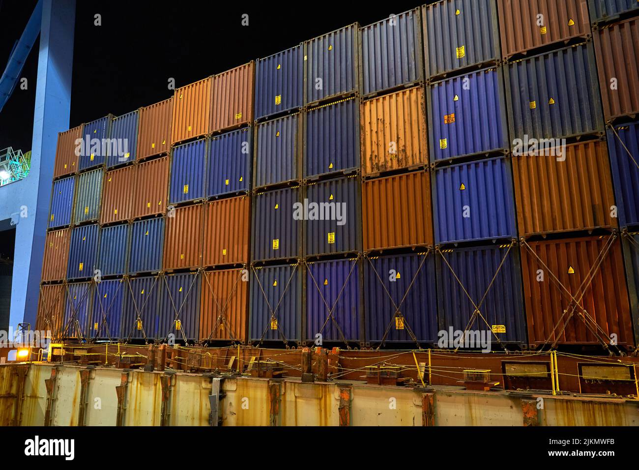 Container ship in port at container terminal. Ships of container ships ...