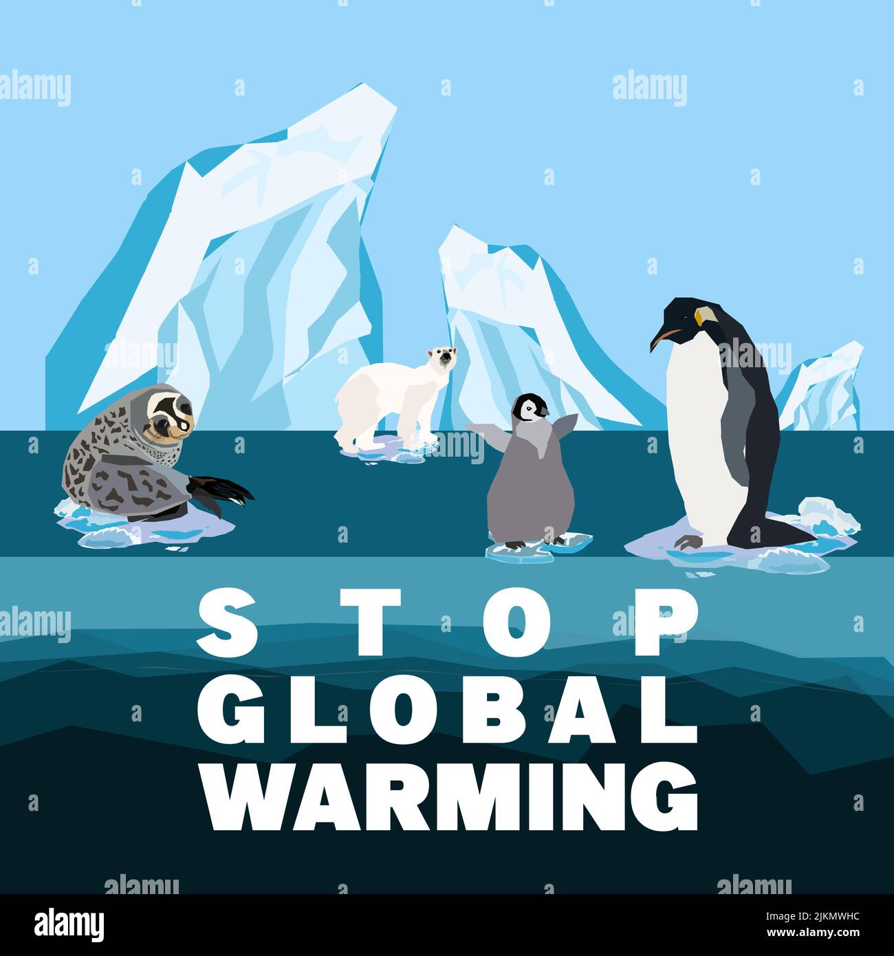 Global warming concept. Stop Global warming vector poster Stock Vector ...