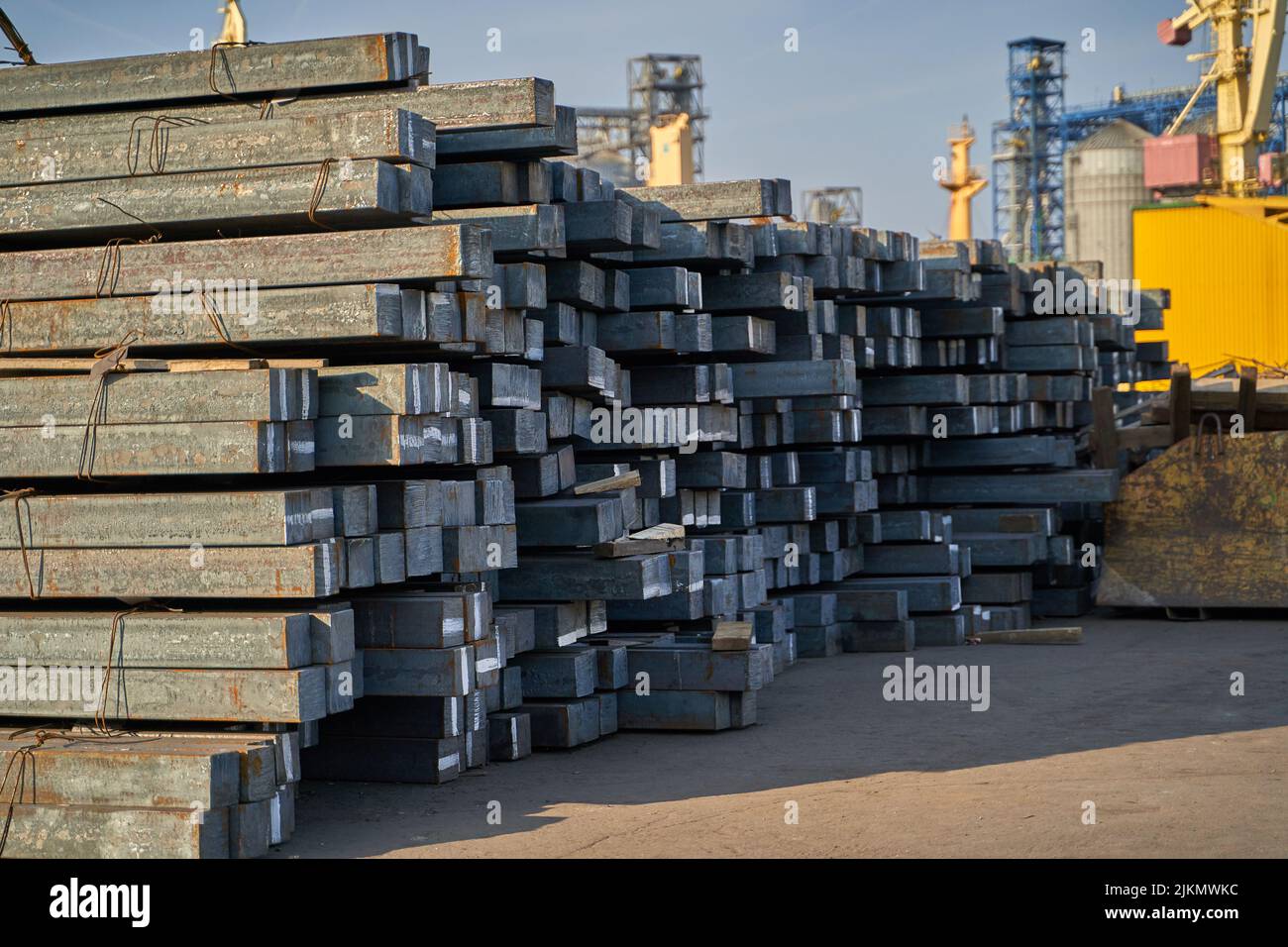 cargo of steel in the port Stock Photo - Alamy