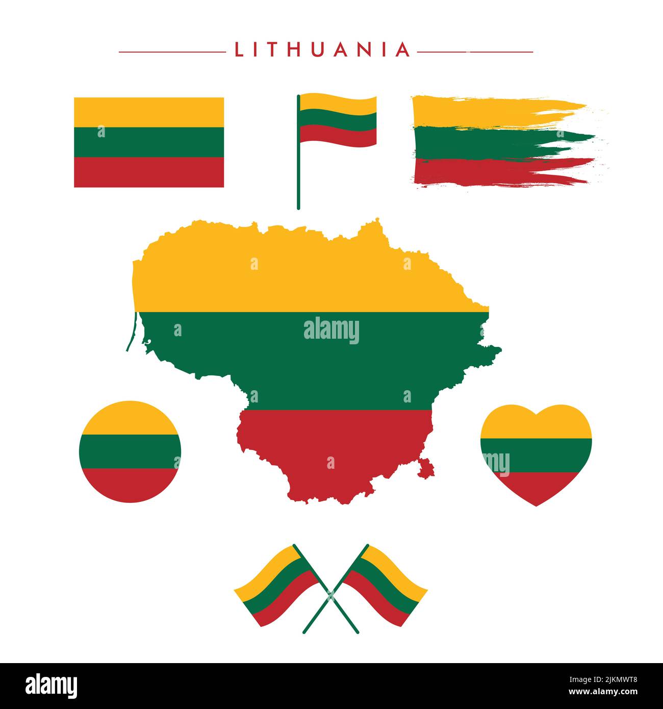 A set of national flags of Lithuania isolated on white background Stock ...