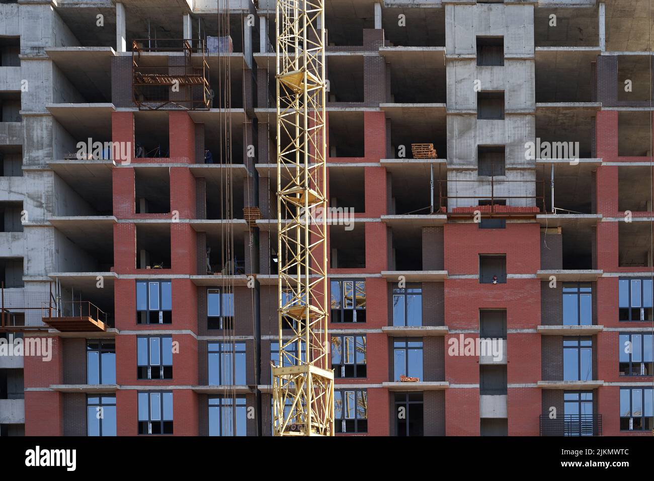 Construction site. High rise Building under construction. Construction ...