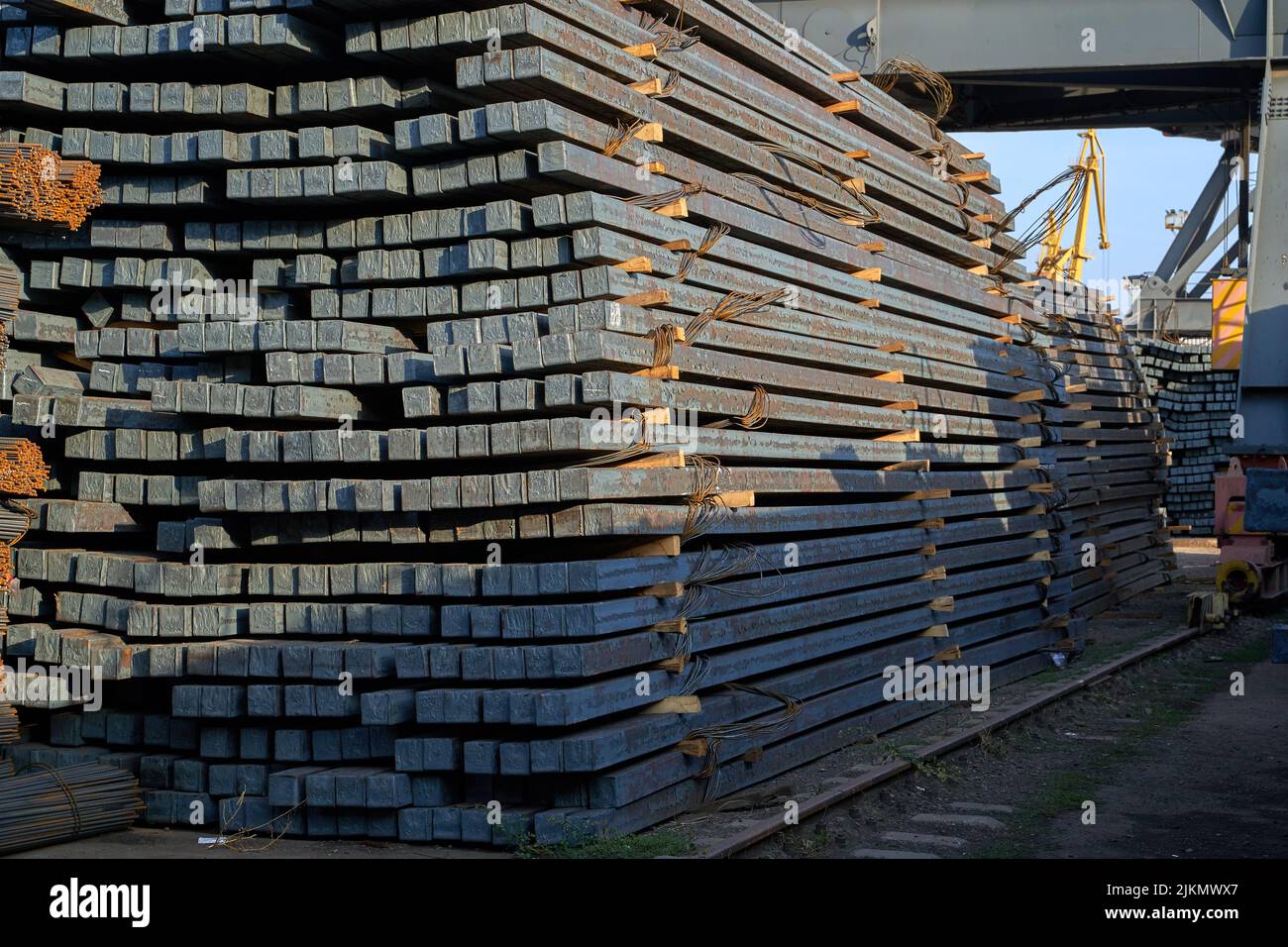 cargo of steel in the port Stock Photo - Alamy