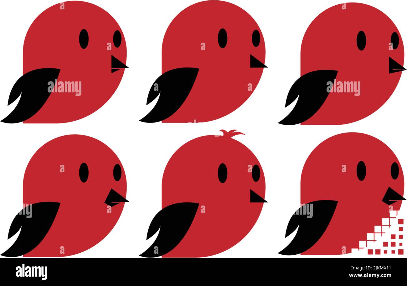 A group of six red bird icons arranged in two rows Stock Vector Image ...