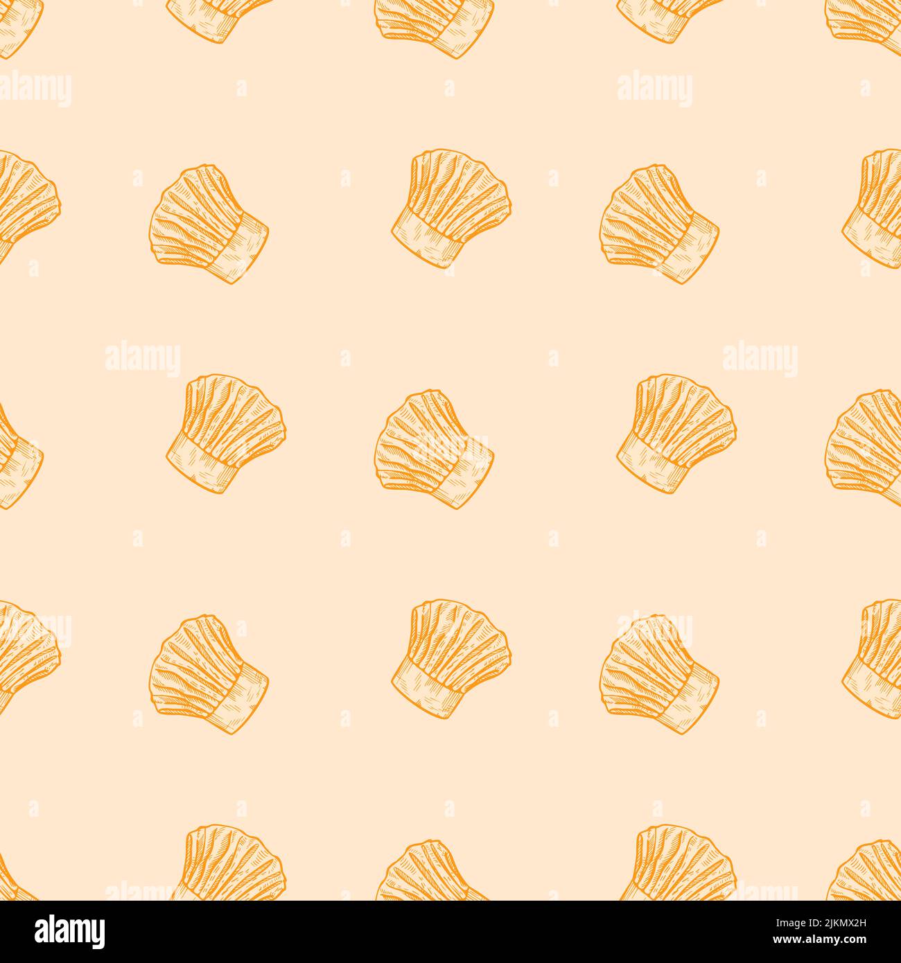 Chef hat engraved seamless pattern. Kitchen traditional element for ...