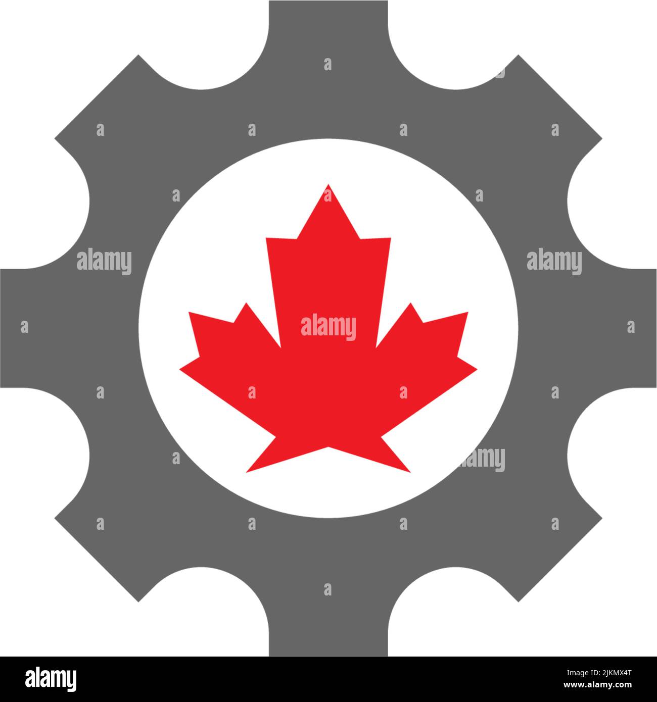 A company or brand logo of a maple leaf and a hex nut on a white ...