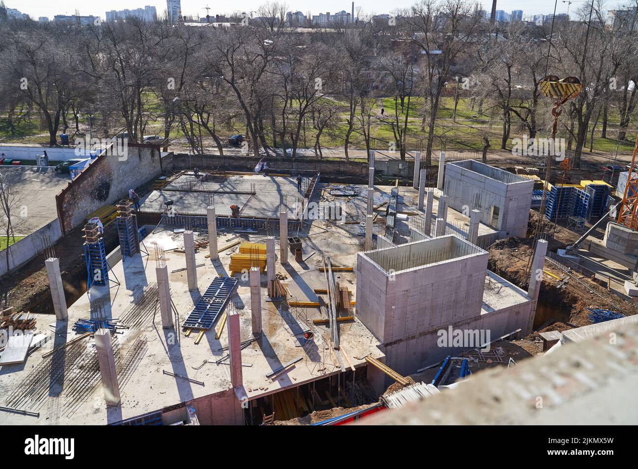 Construction site. High rise Building under construction. Construction ...