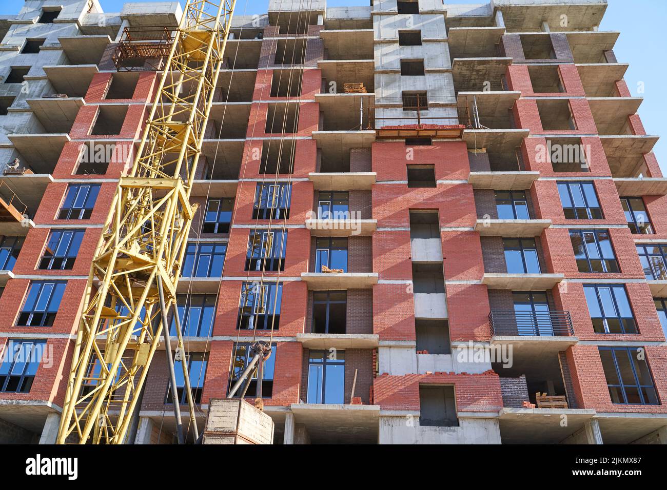 Construction site. High rise Building under construction. Construction ...