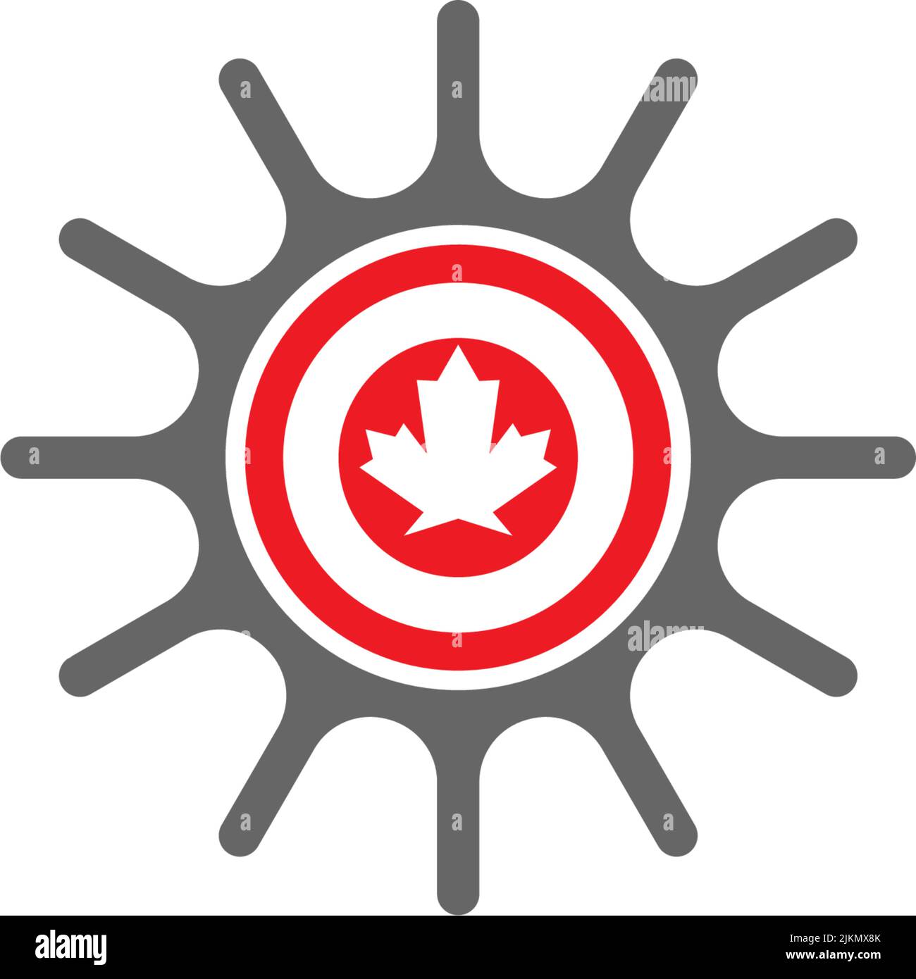 A simple logo of a maple leaf and a hex nut on a white background Stock ...