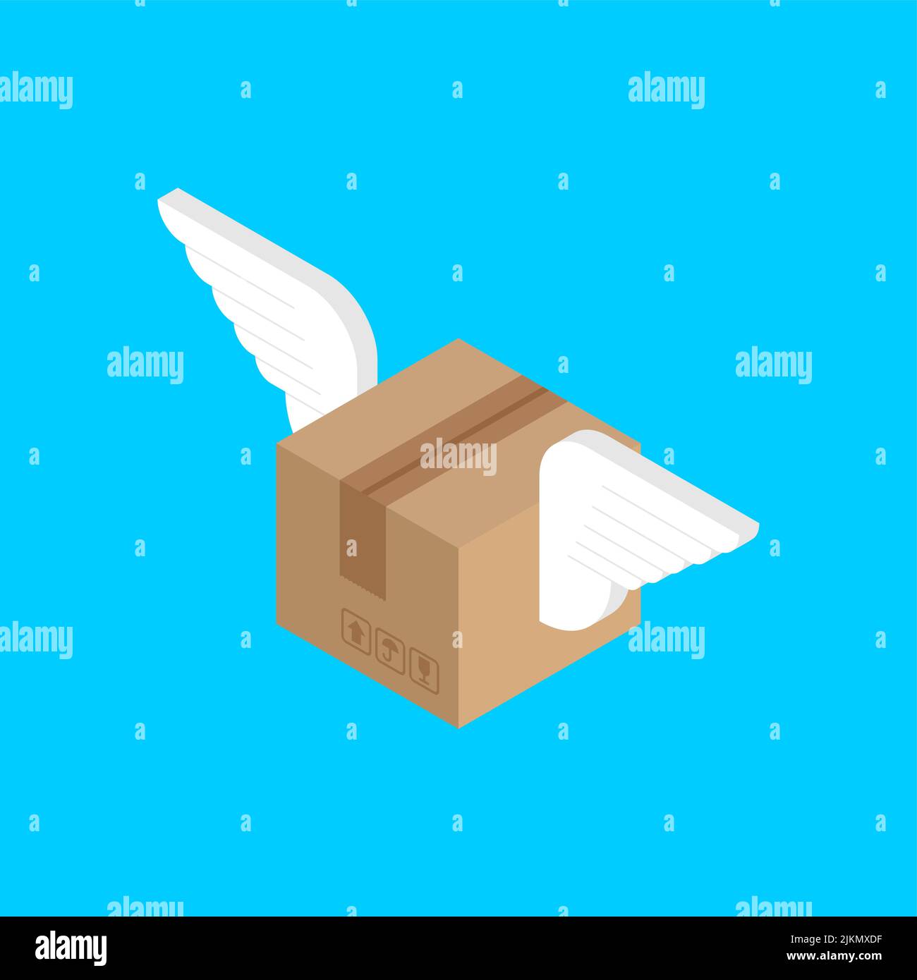 Winged box delivery sign. Parcel with wings delivery symbol Stock ...