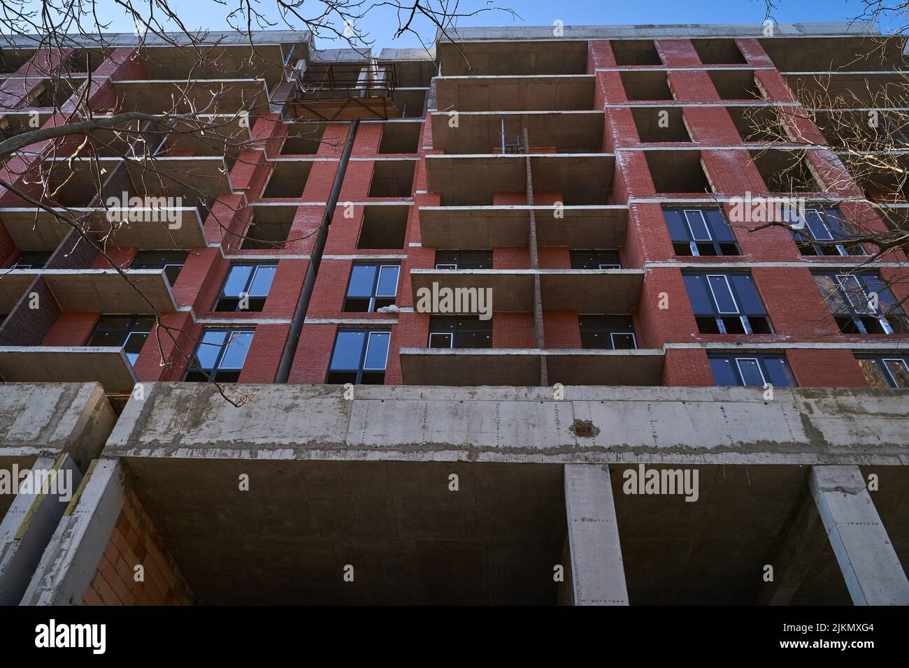 Construction site. High rise Building under construction. Construction ...