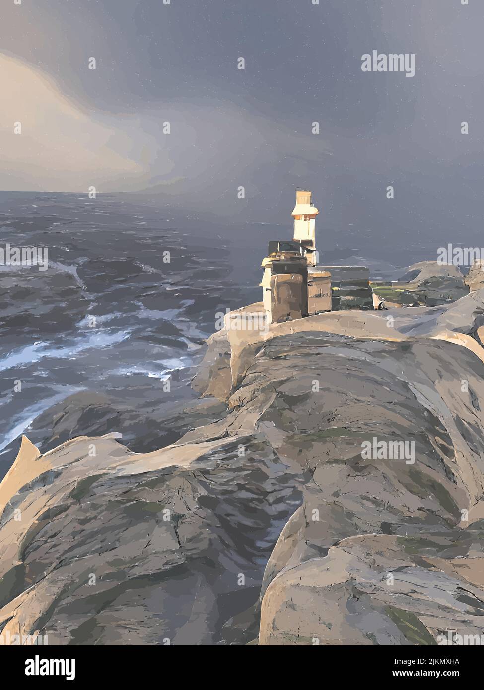digital painting of lighthouses in the sea Stock Vector Image & Art - Alamy